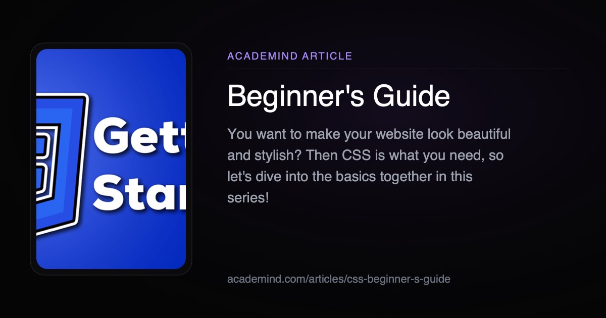 Beginner's Guide | Academind